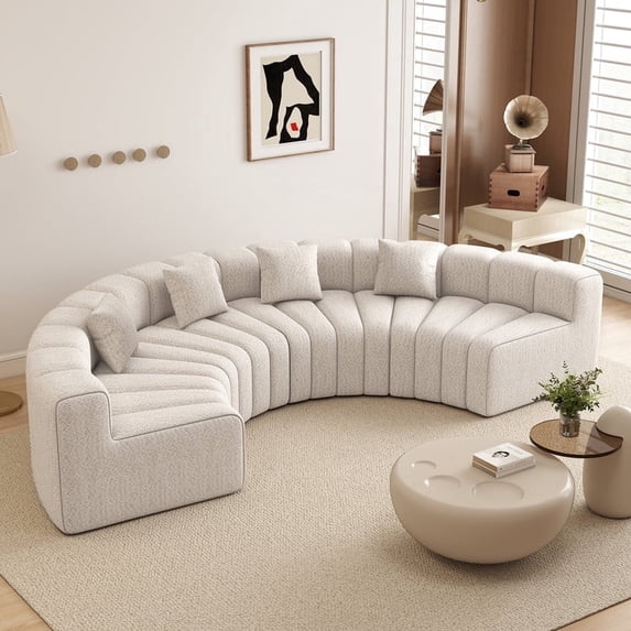 Daluvenix Oversized Round Curved Sofa 4 Seater Round Modular Sectional ...
