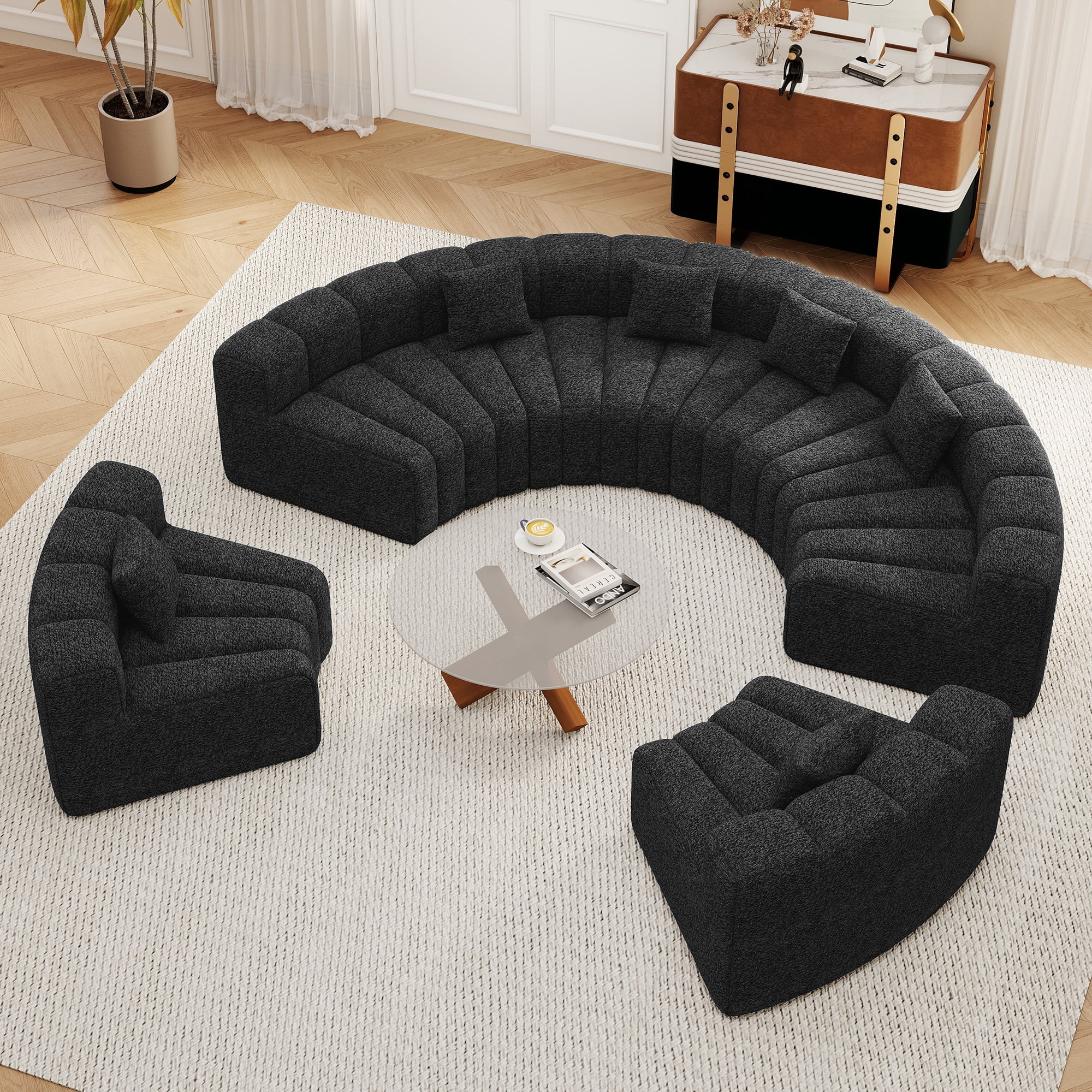 Daluvenix Oversized Round Curved Sofa 6 Seater Round Modular Sectional ...