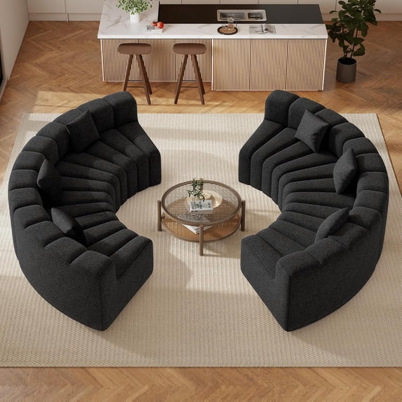 Daluvenix Oversized Round Curved Sofa 6 Seater Round Modular Sectional ...
