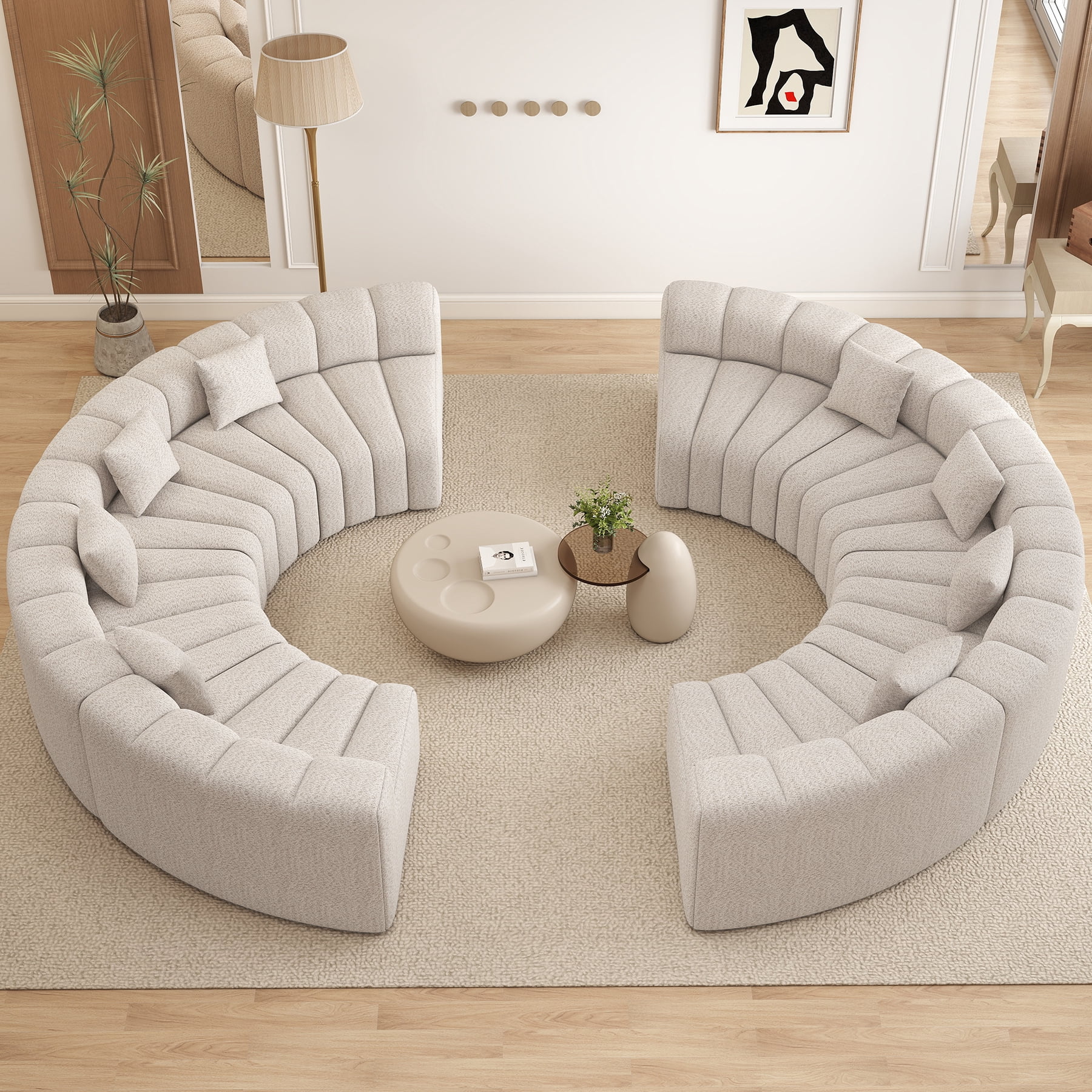 Daluvenix Oversized Round Curved Sofa 8 Seater Round Modular Sectional ...