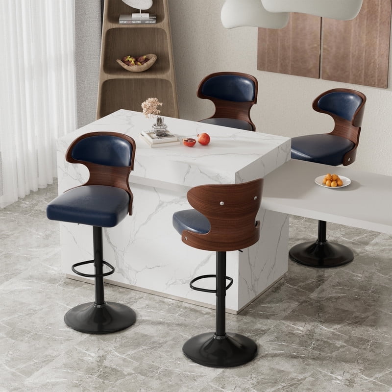 Daluvenix Set of 4 Wooden Swivel Bar Stool with Backrest, Counter ...