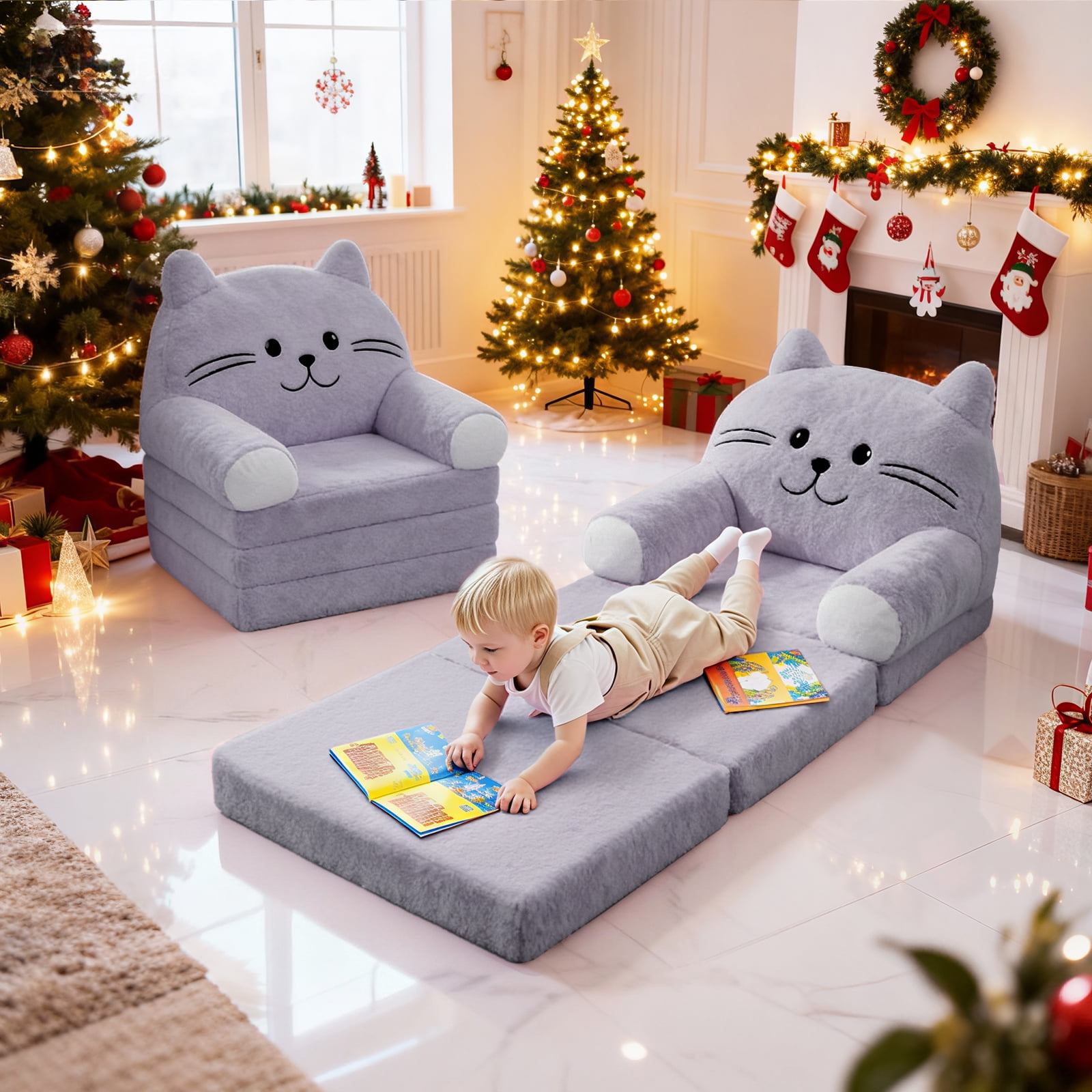 Daluvenix Toddler Sofa Chair, 2 In 1 Soft Convertible Kids Couch for ...