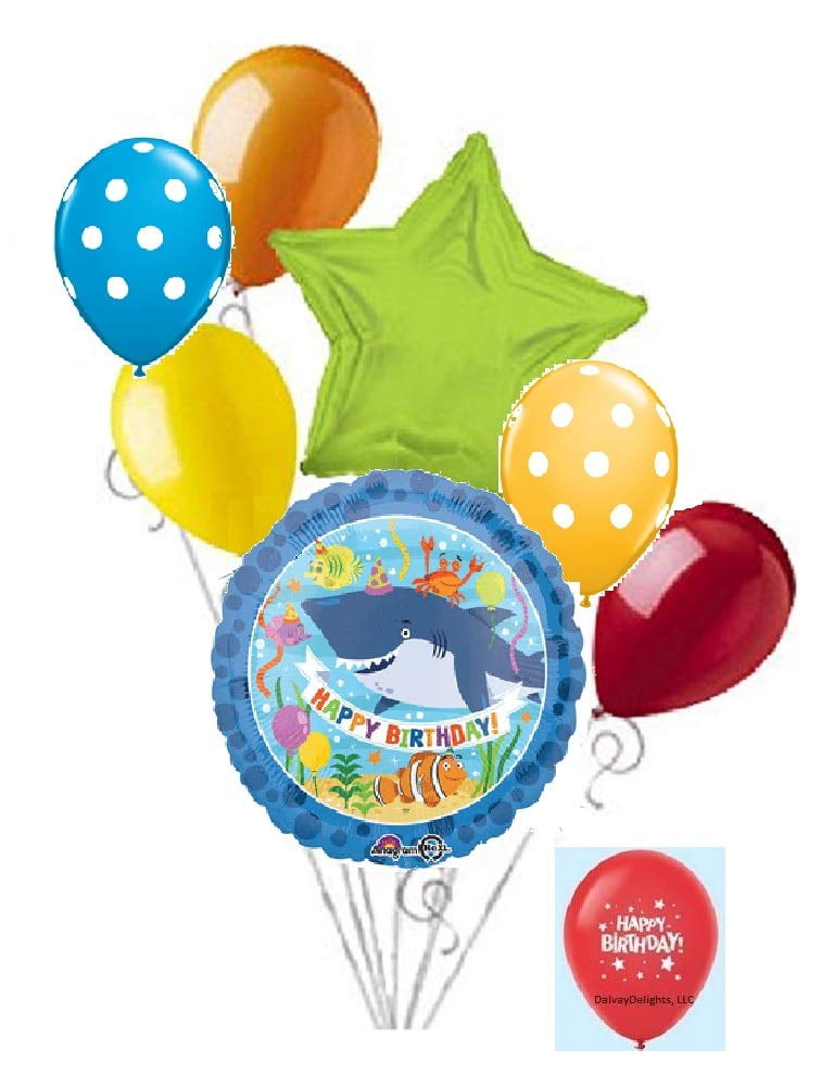 DalvayDelights 8 Pc Shark Happy Birthday Under The Sea Creatures ...