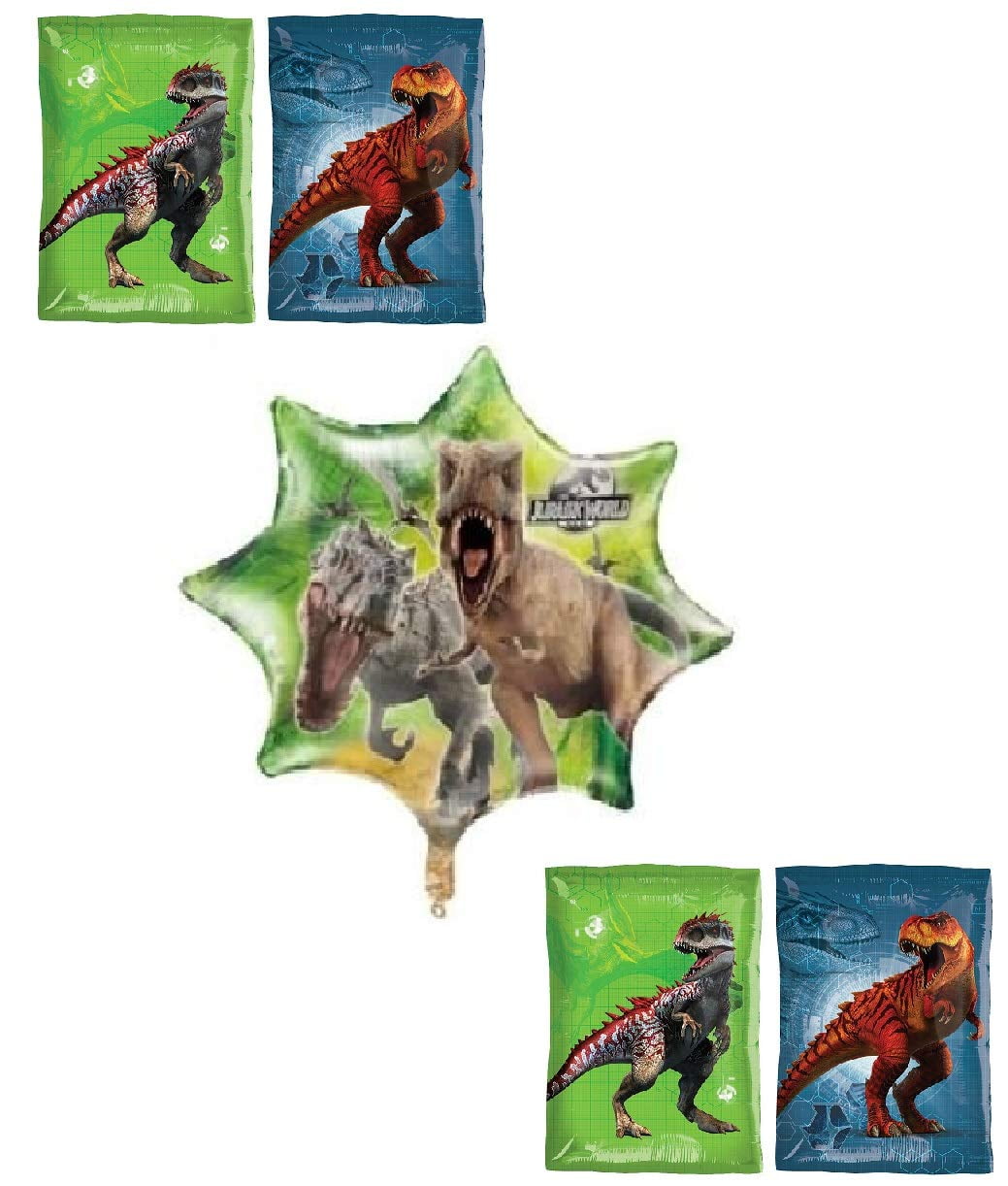 DalvayDelights Jurassic World Dinosaur Dino T-REX 3 Piece Birthday Party Mylar Balloons Set ...