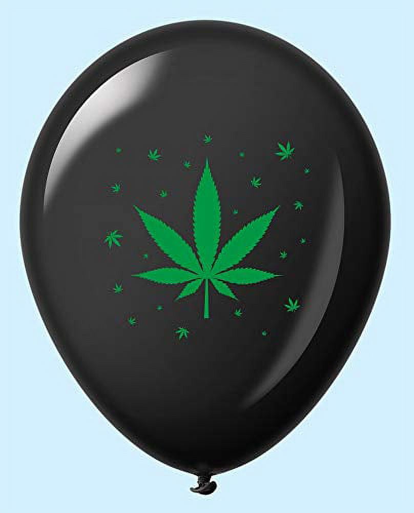 DalvayDelights Marijuana Hemp Leaf Latex Balloons 11" Black with Green ...