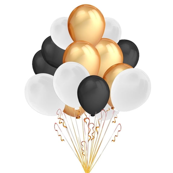 DalvayDelights USA 100 Pieces 12" Pearl Black Gold White Latex Balloons ...