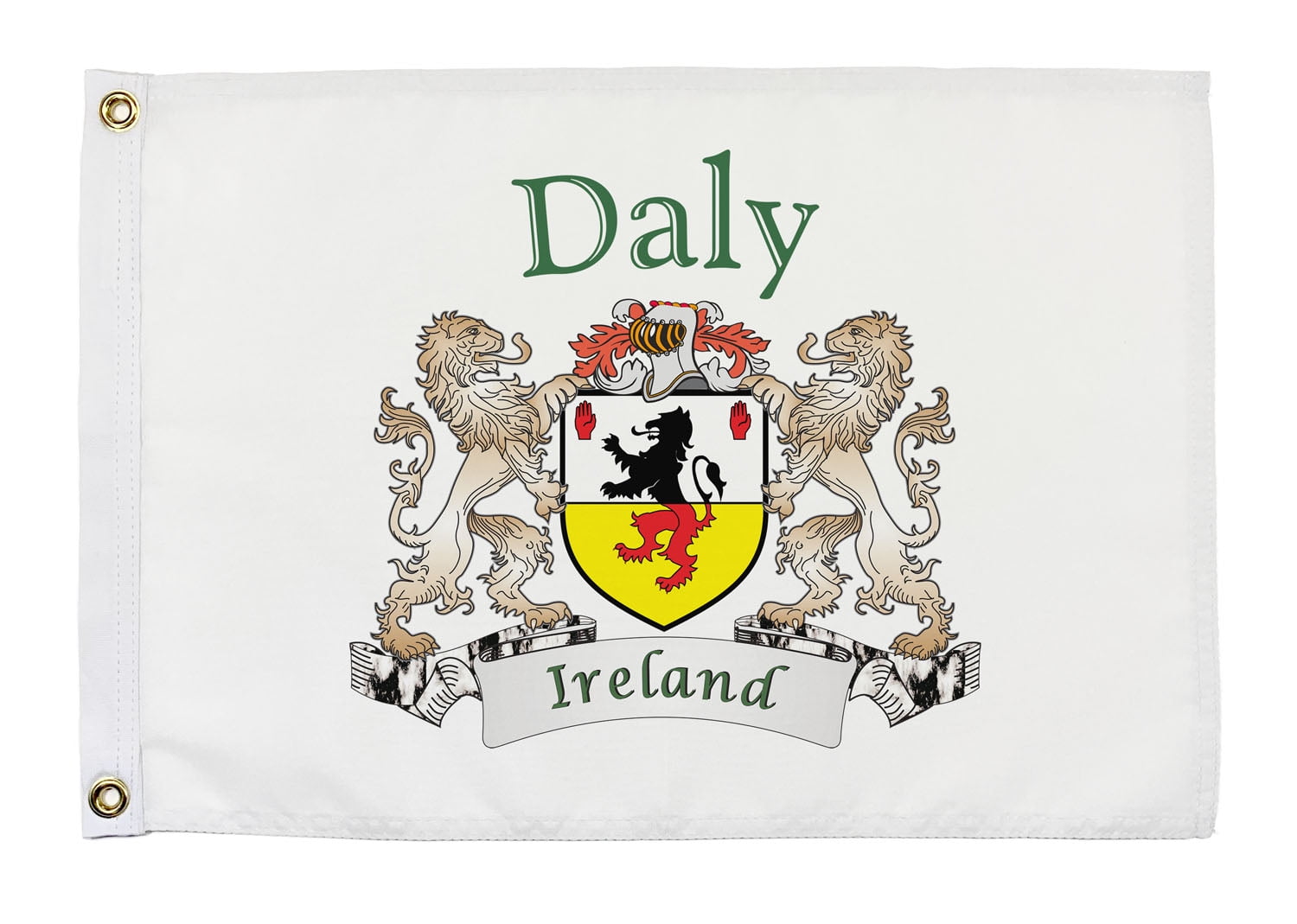 Daly Irish Coat of Arms Small White Flag - 16"x10.5" inches - Walmart.com
