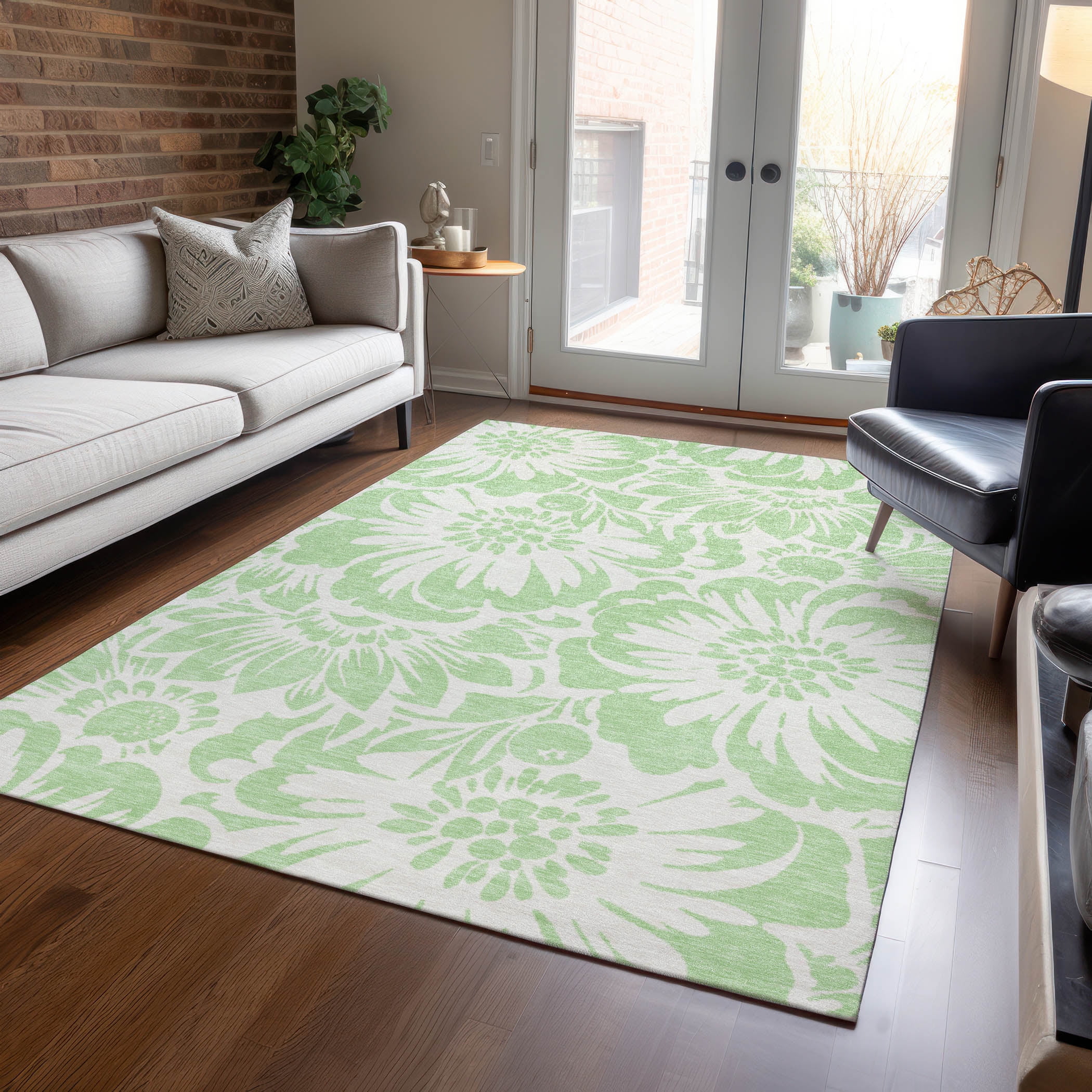 Addison Rugs Chantille Indoor/Outdoor Transitional Floral Mint Washable ...