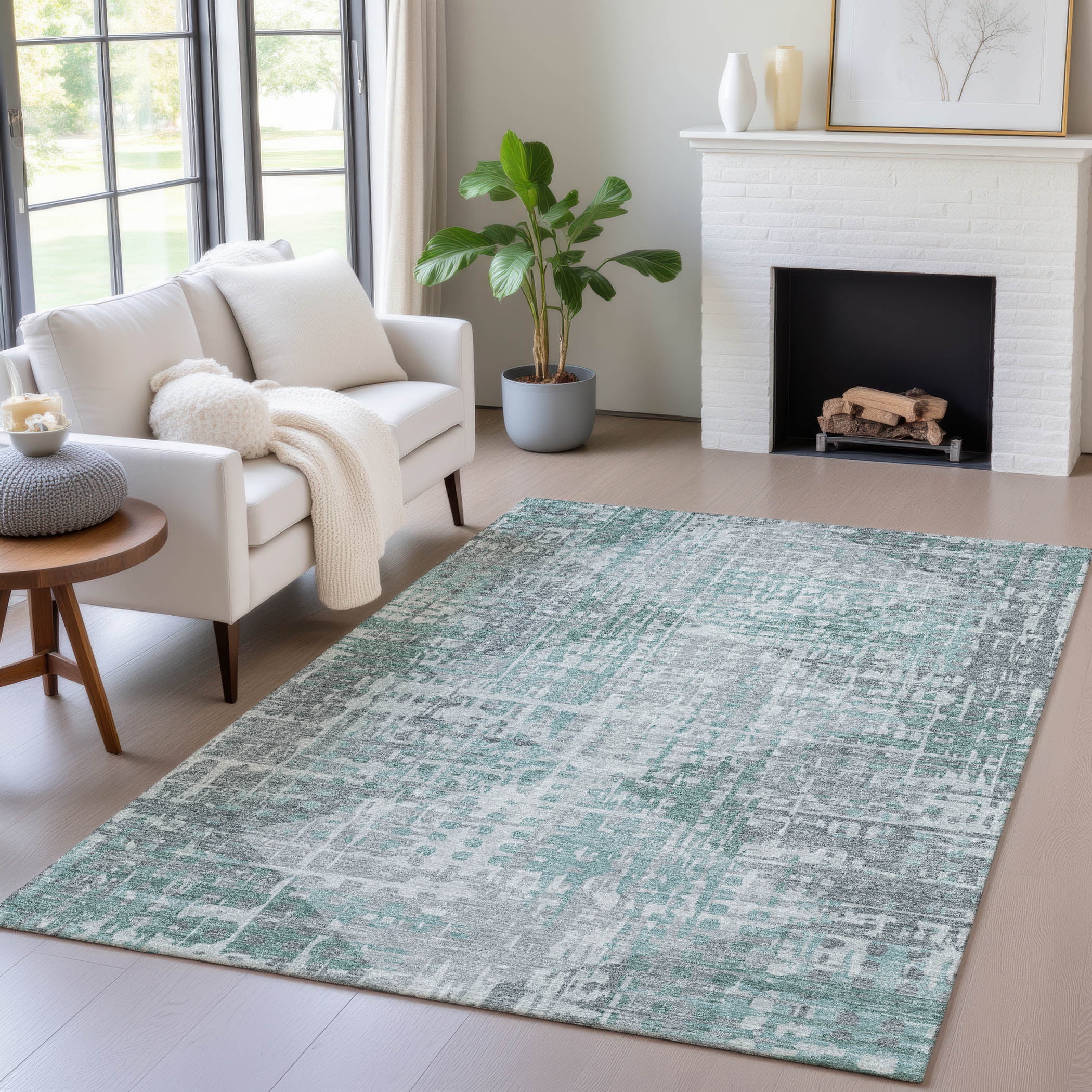 Addison Rugs Chantille Indoor/Outdoor Transitional Geometric Teal ...
