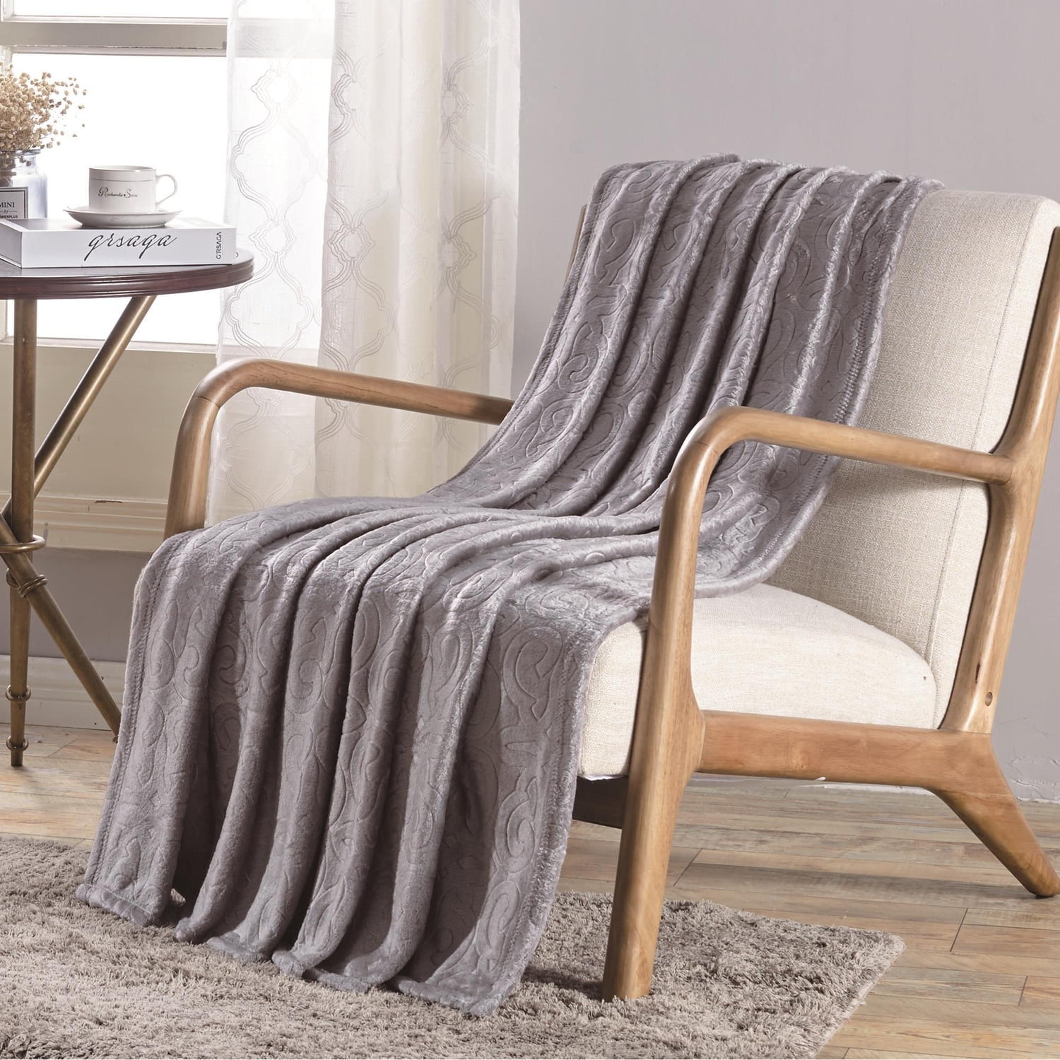 Dama Scroll All Season Embossed Pattern Ultra Soft and Cozy 50" x 60 ...