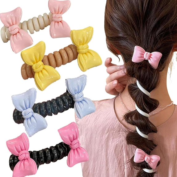 No Damage Soft Elastic Spiral Hair Ties - Soft Elastic Ponytail Coils ...