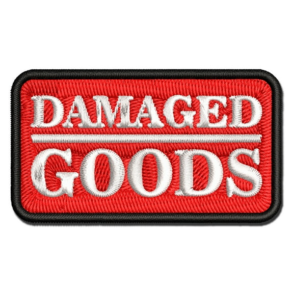 Damaged Goods Label Applique Multi-Color Embroidered Iron-On Patch - 2. ...