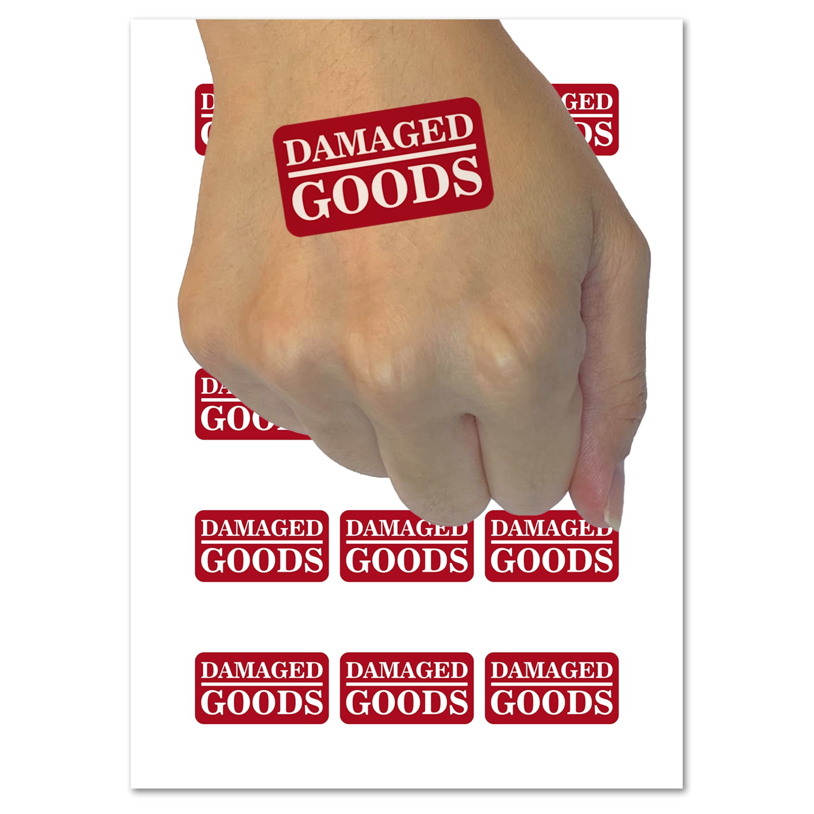 Damaged Goods Label Water Resistant Temporary Tattoo Set Fake Body Art ...
