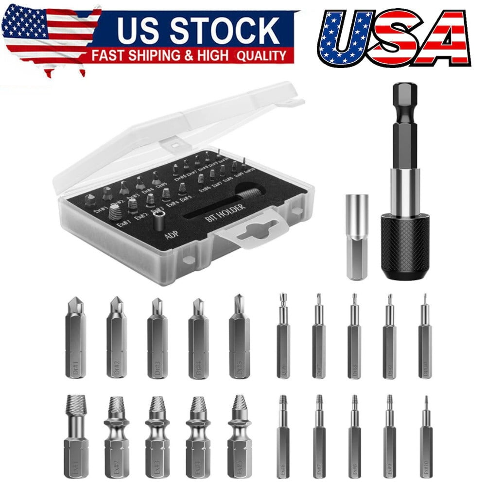 Damaged Screw Extractor Set, 22 PCS Easy Out Stripped Screw Extractor Kit - Walmart.com