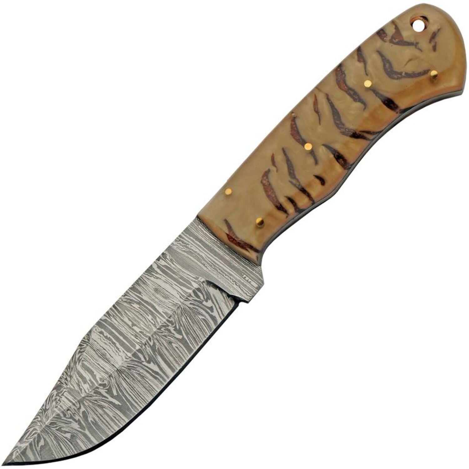 Damascus 1384 Diamond Dust Pine Hunter Damascus Fixed Blade Knife ...