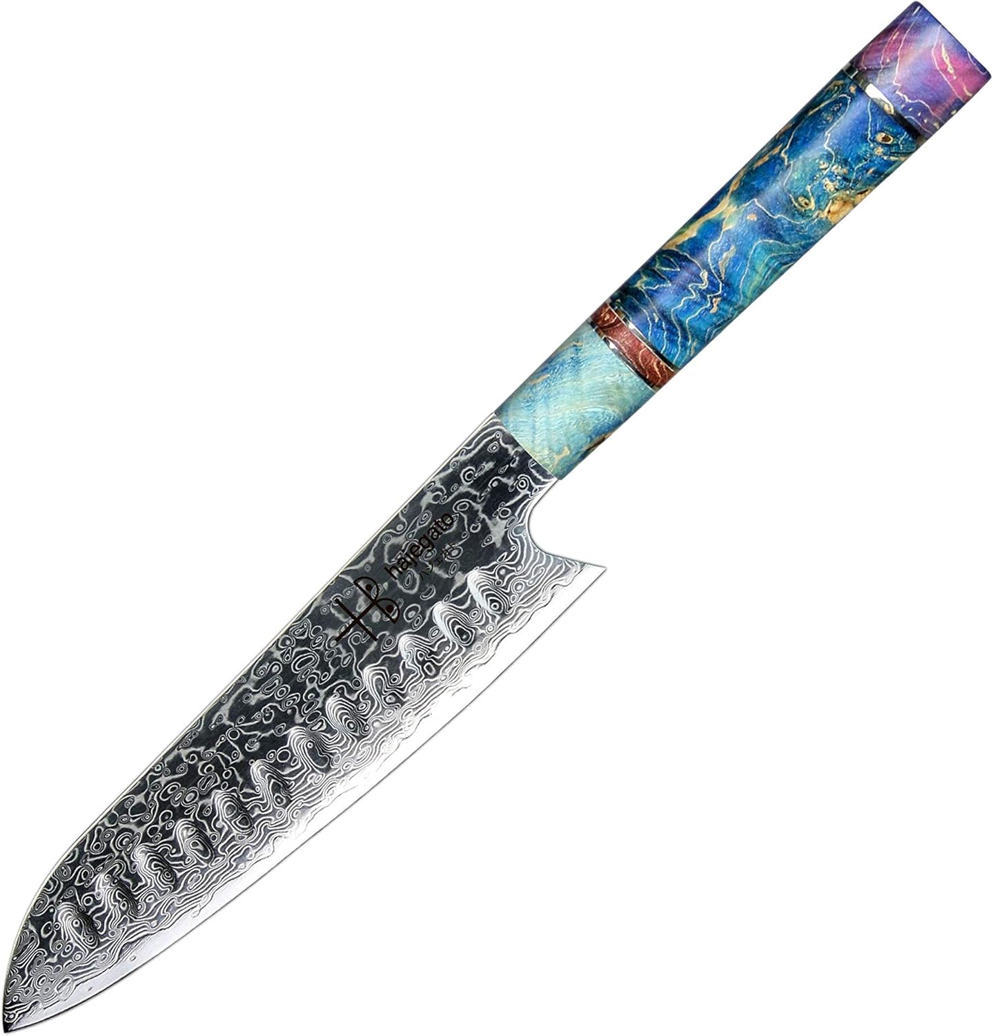 Damascus Chef Knife Santoku Unique One of a Kind Handle Professional 7 ...