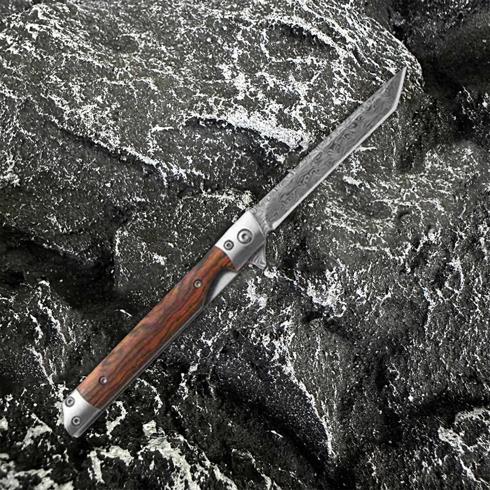 Damascus Pocket Knife Survival Knife Sandalwood Handle Folding Knife ...