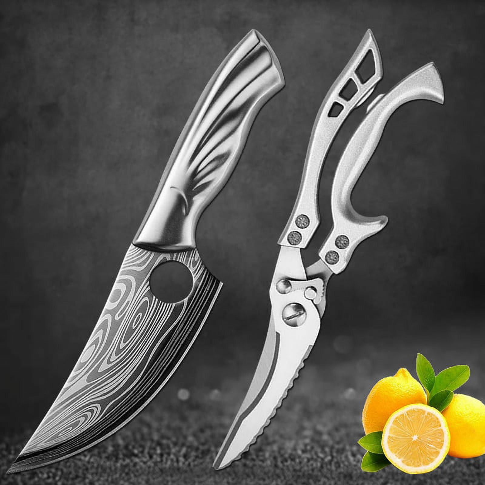Damascus Stainless Steel Cleaver Knife Meat Fruit Boning Hunting ...