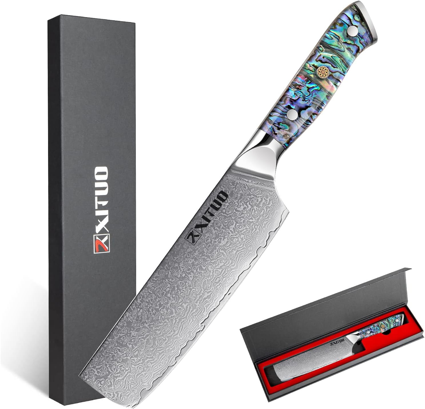 Damascus Steel Nakiri Cleaver Knife 7 Inch - AS Collection - 67-Layer ...