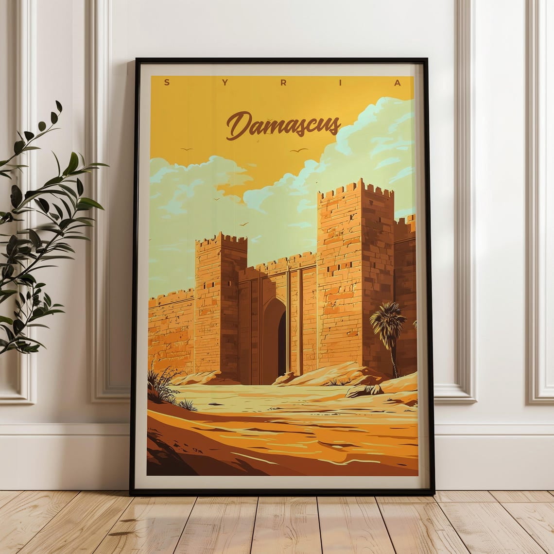 Damascus Travel Poster - Syria Wall Art Print, African Illustration ...