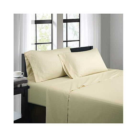BIBB HOME 1500 COUNT DAMASK STRIPE 4 PIECE SHEET QUEEN SET - NAVY ...