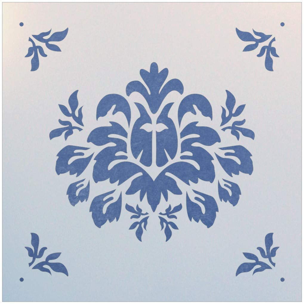 Damask 8 Stencil - Victorian Style Baroque DIY Art & Craft Reusable Sturdy Flexible Template 10 ...