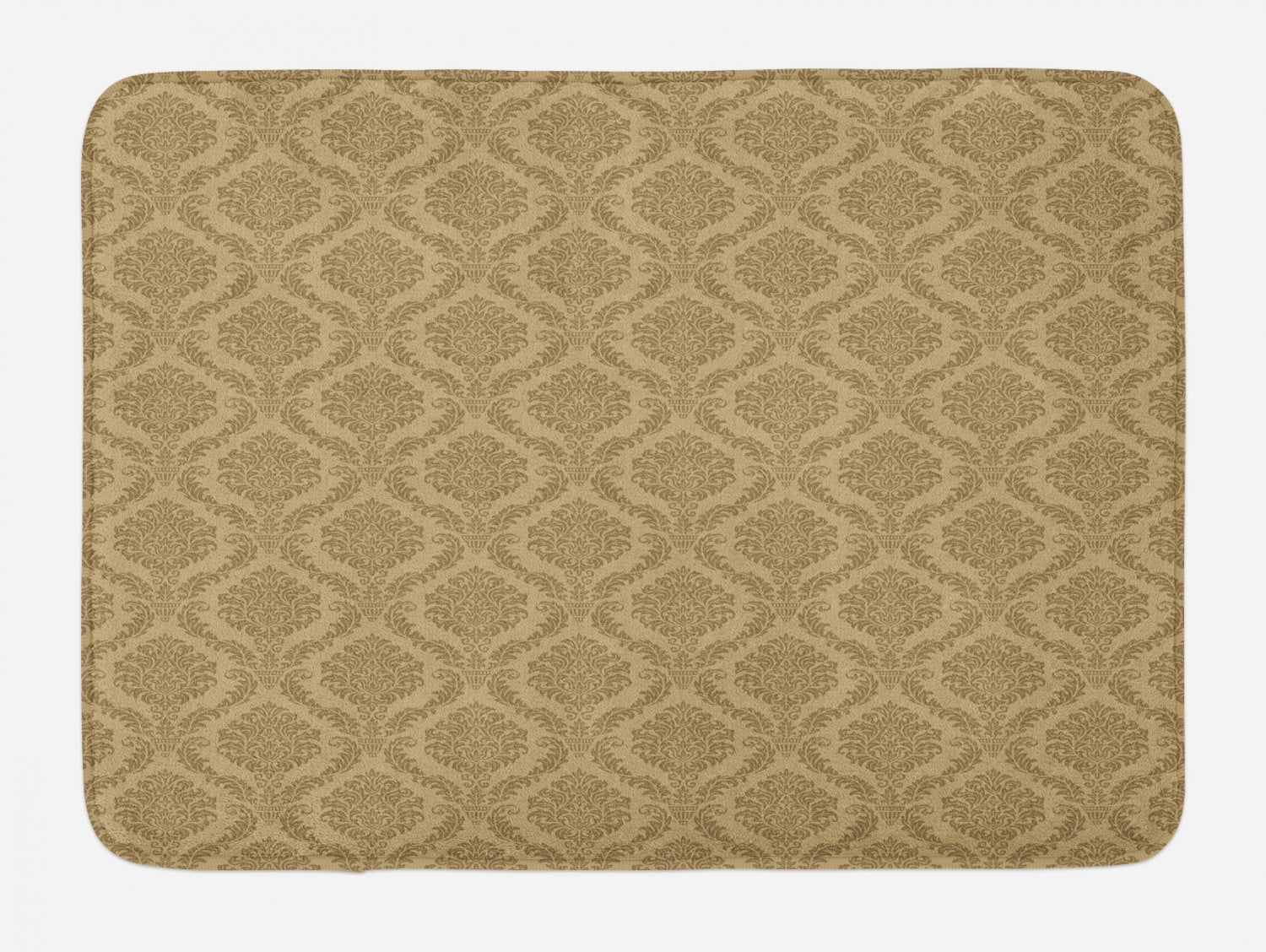 Damask Bath Mat, Middle Eastern Culture Inspired Symmetrical Shapes ...