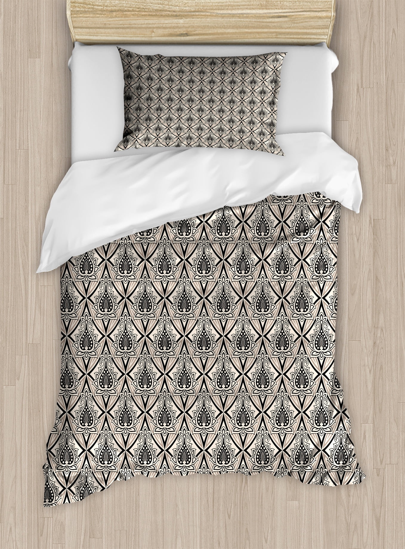 Damask Duvet Cover Set, Oriental Victorian Royal Classic Vintage Along ...