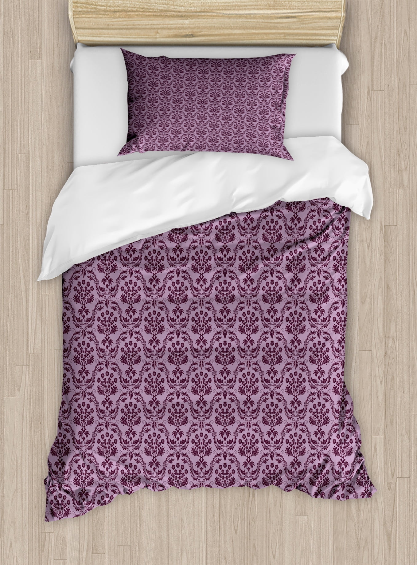 Damask Duvet Cover Set, Shabby Classic Victorian Vintage Floral Motif ...