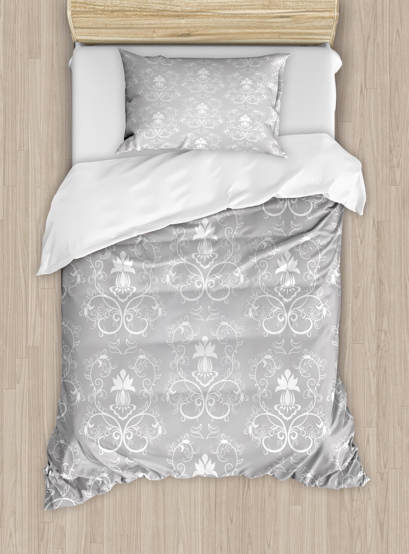 Damask Duvet Cover Sets, Damask Style Antique Floral Motifs Pattern ...