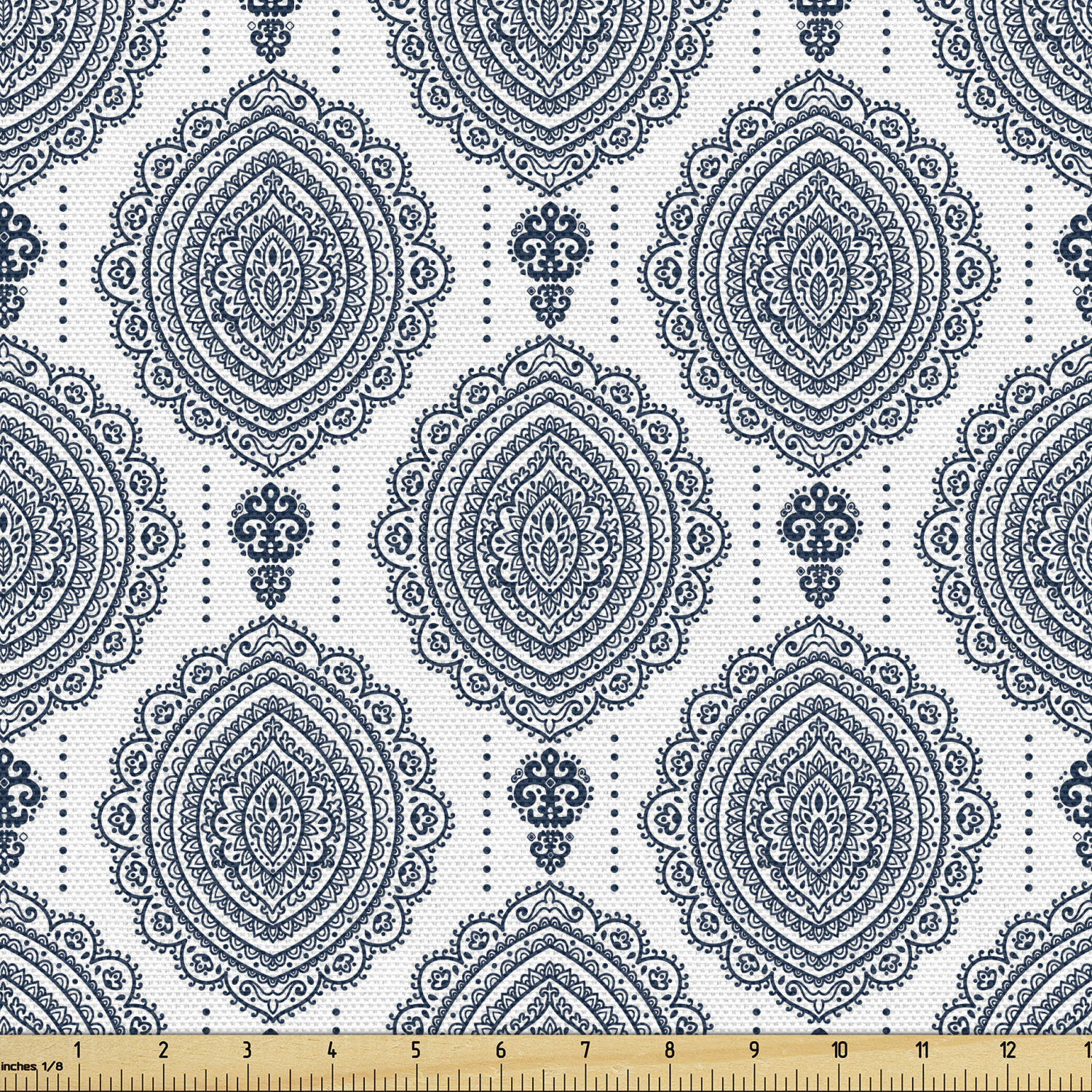Ambesonne Damask Fabric by the Yard Upholstery, Abstract Medallion ...