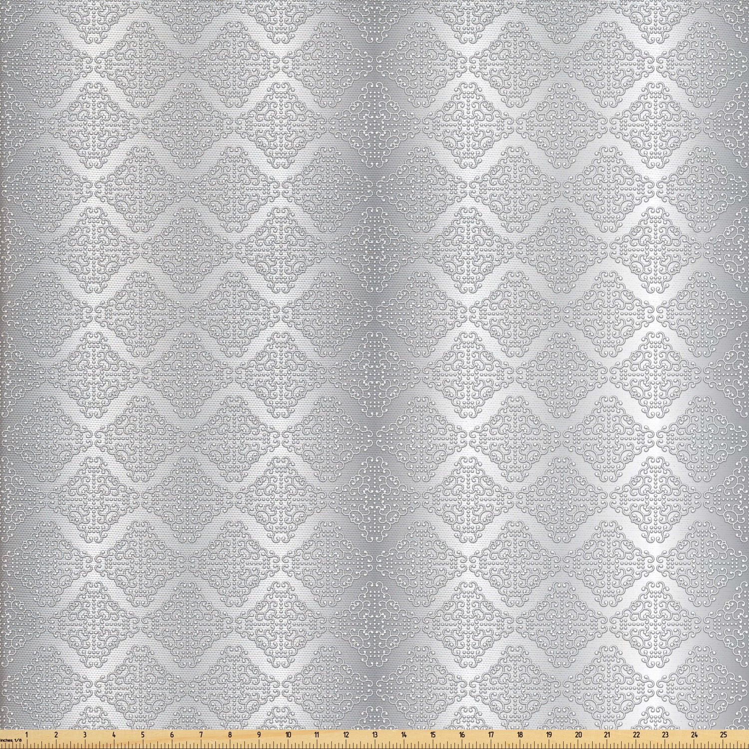 Ambesonne Damask Fabric by the Yard Upholstery, Vintage Damask Swirls ...