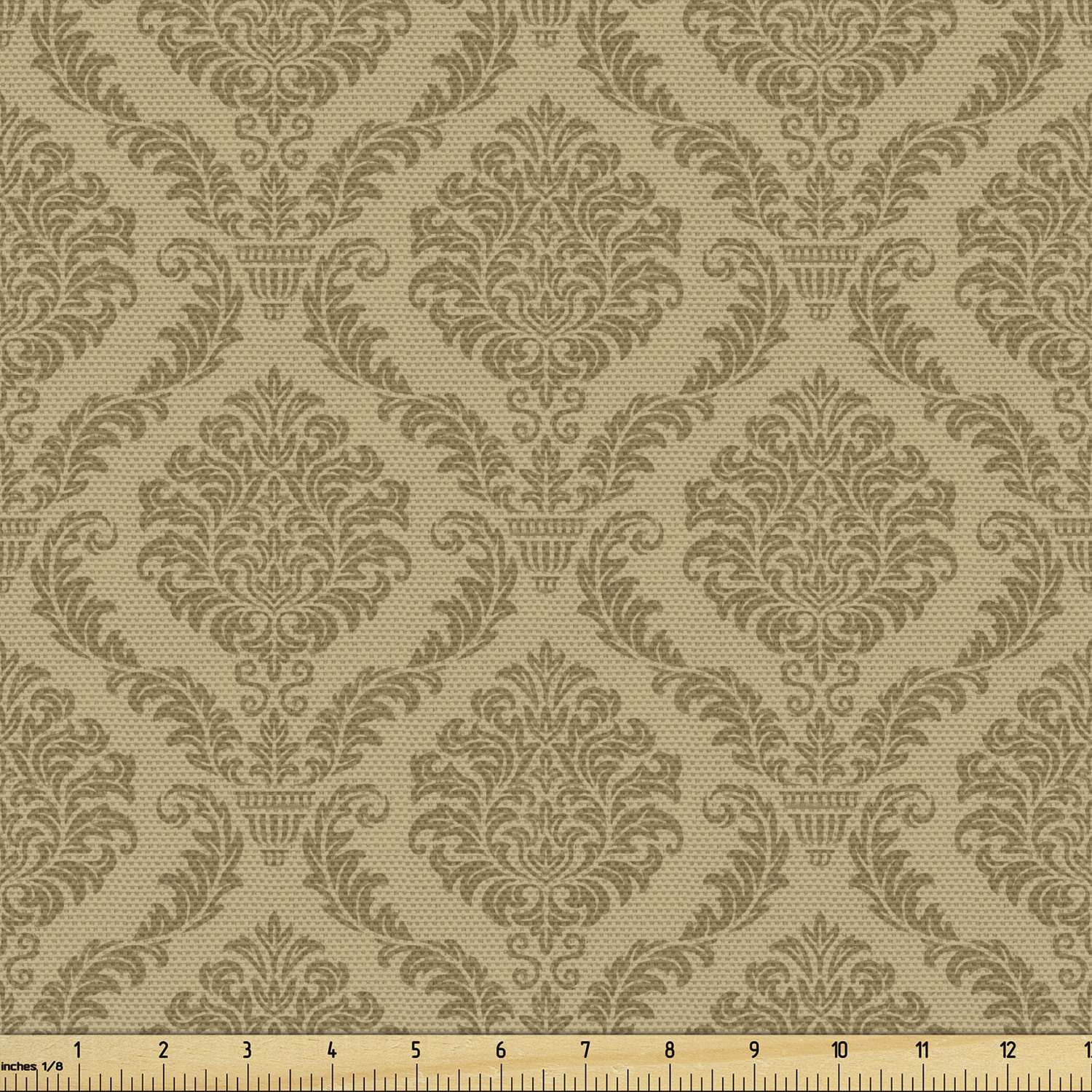 Ambesonne Damask Fabric by the Yard Upholstery, Eastern Soft Flowers ...