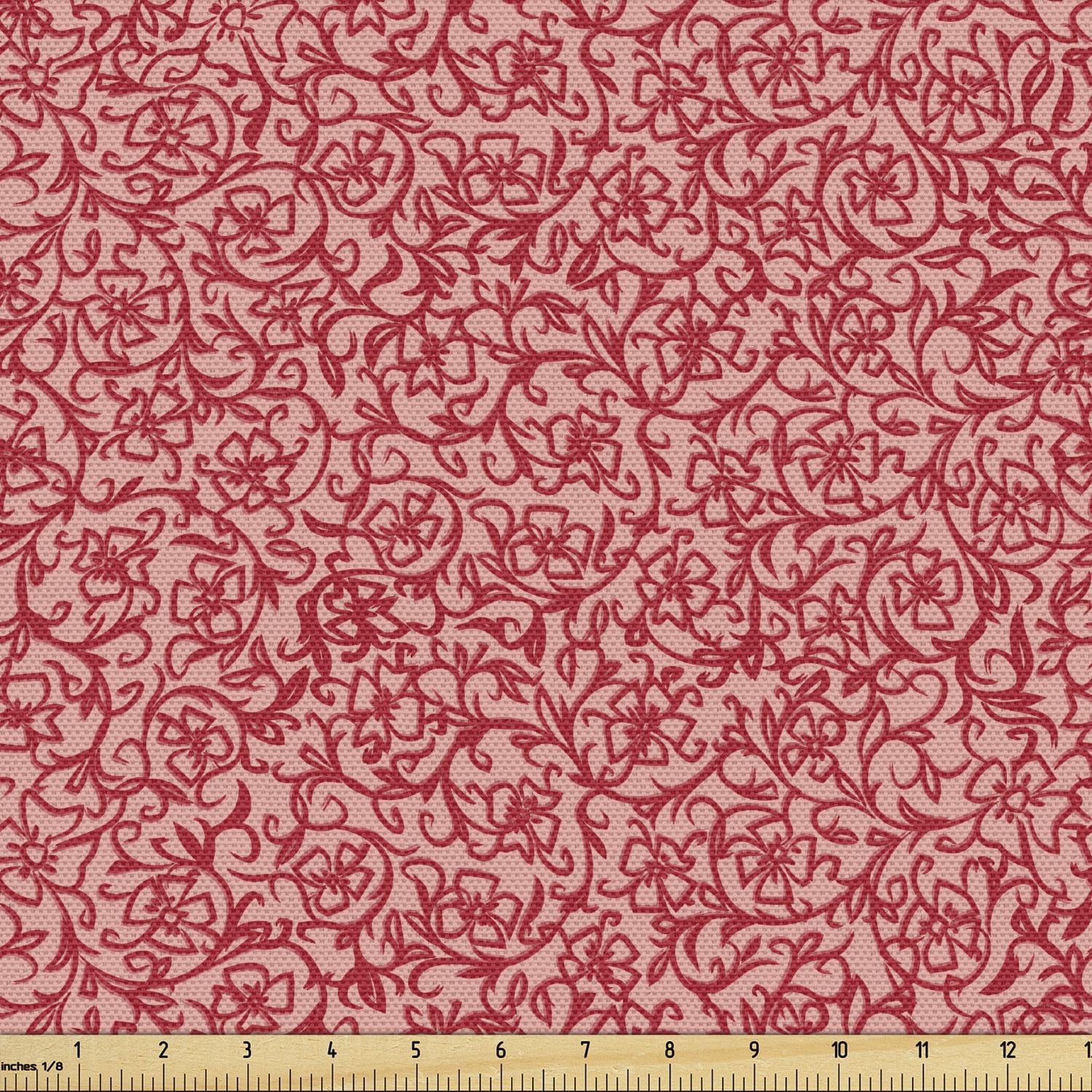Damask Fabric by the Yard, Rhythmic Detailed Monochrome Flowers Petals ...