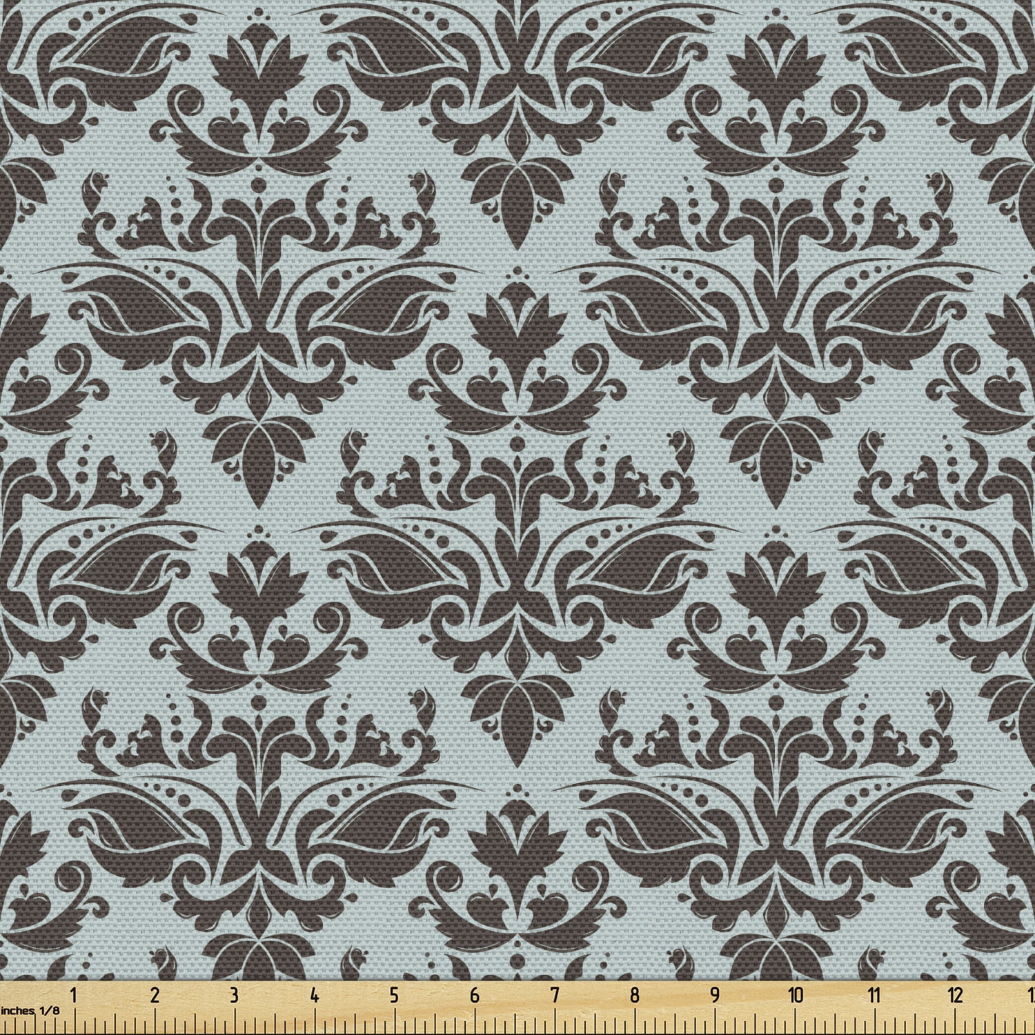 Ambesonne Damask Fabric by the Yard Upholstery, Damask Shapes Motif, 1 ...