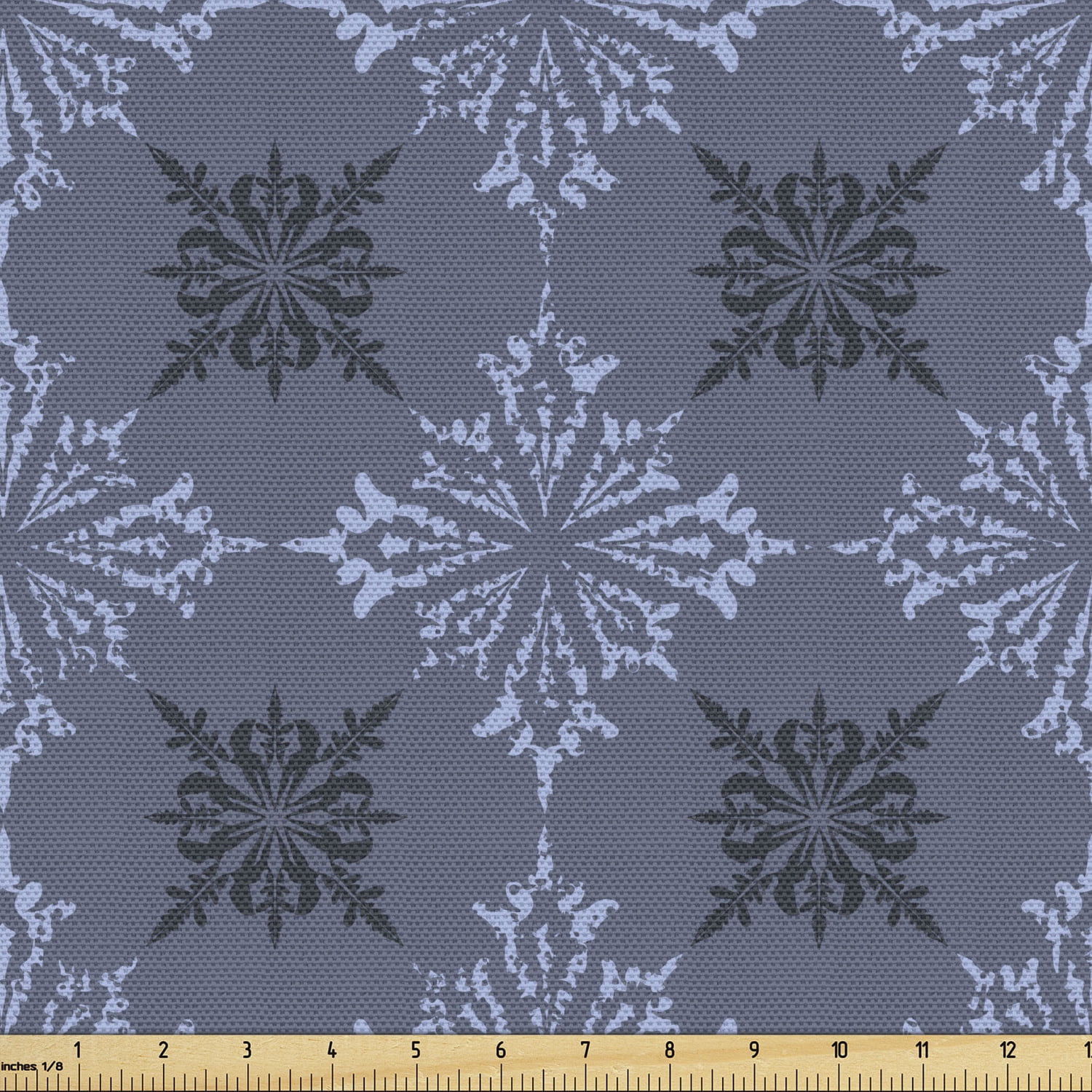 Damask Fabric by the Yard, Snowflakes in Classic Christmas Style Grunge ...