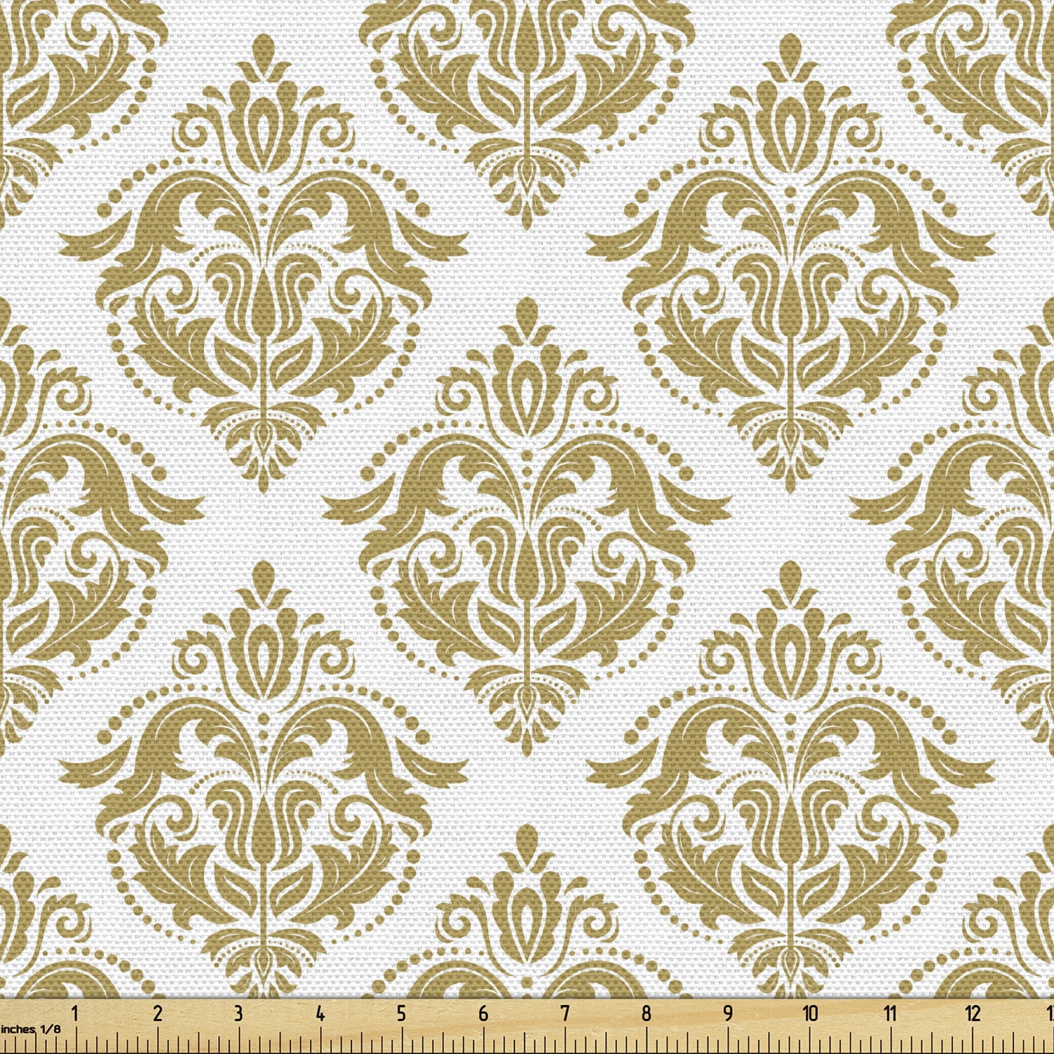 Ambesonne Damask Fabric by the Yard Upholstery, Victorian Classical ...