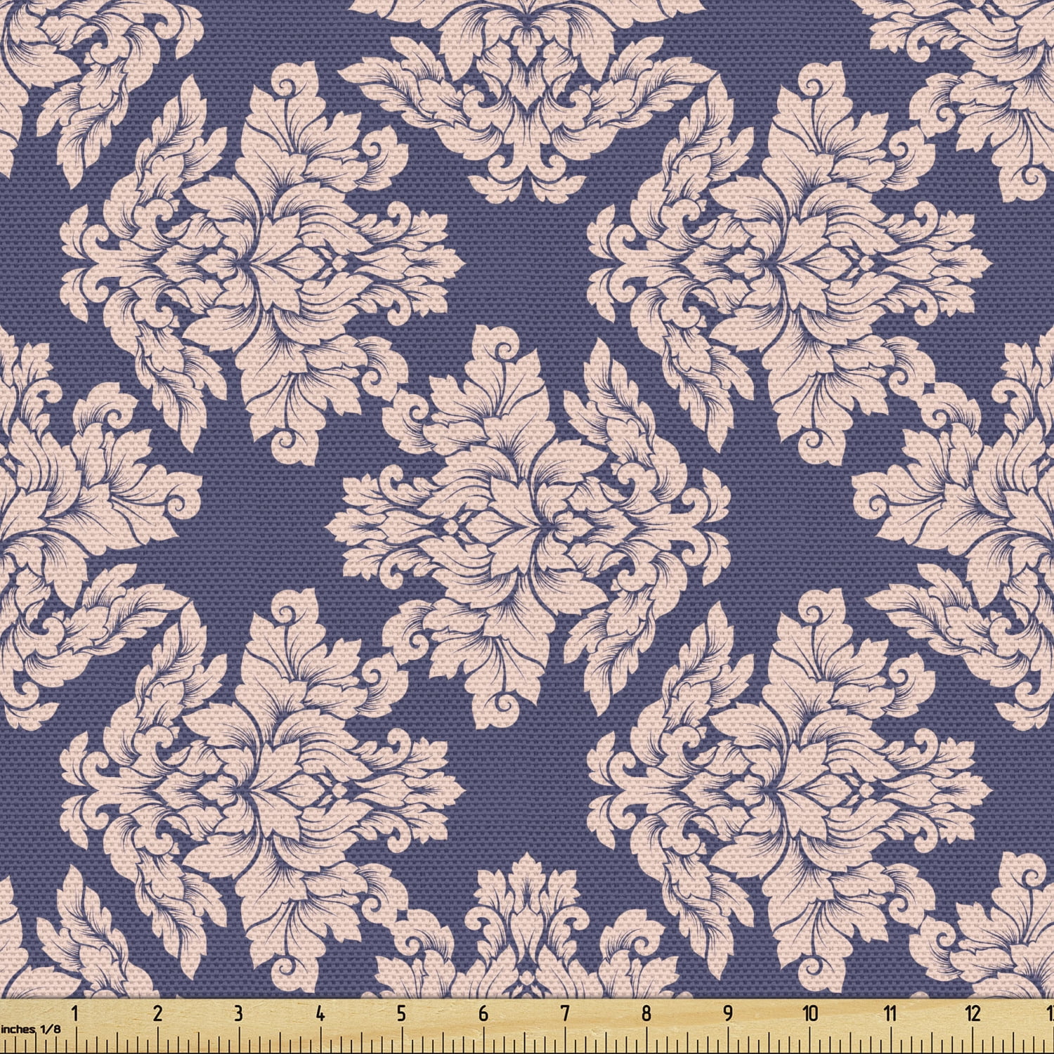 Ambesonne Damask Fabric by the Yard Upholstery, Soft Blooming Pastel ...