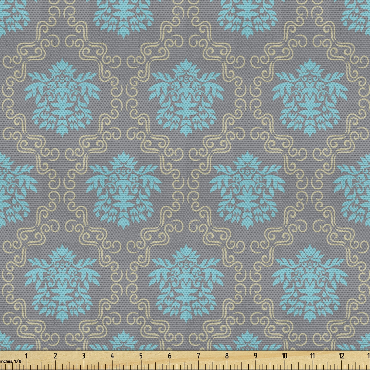 Ambesonne Damask Fabric by the Yard Upholstery, Venetian Italian, 1 ...