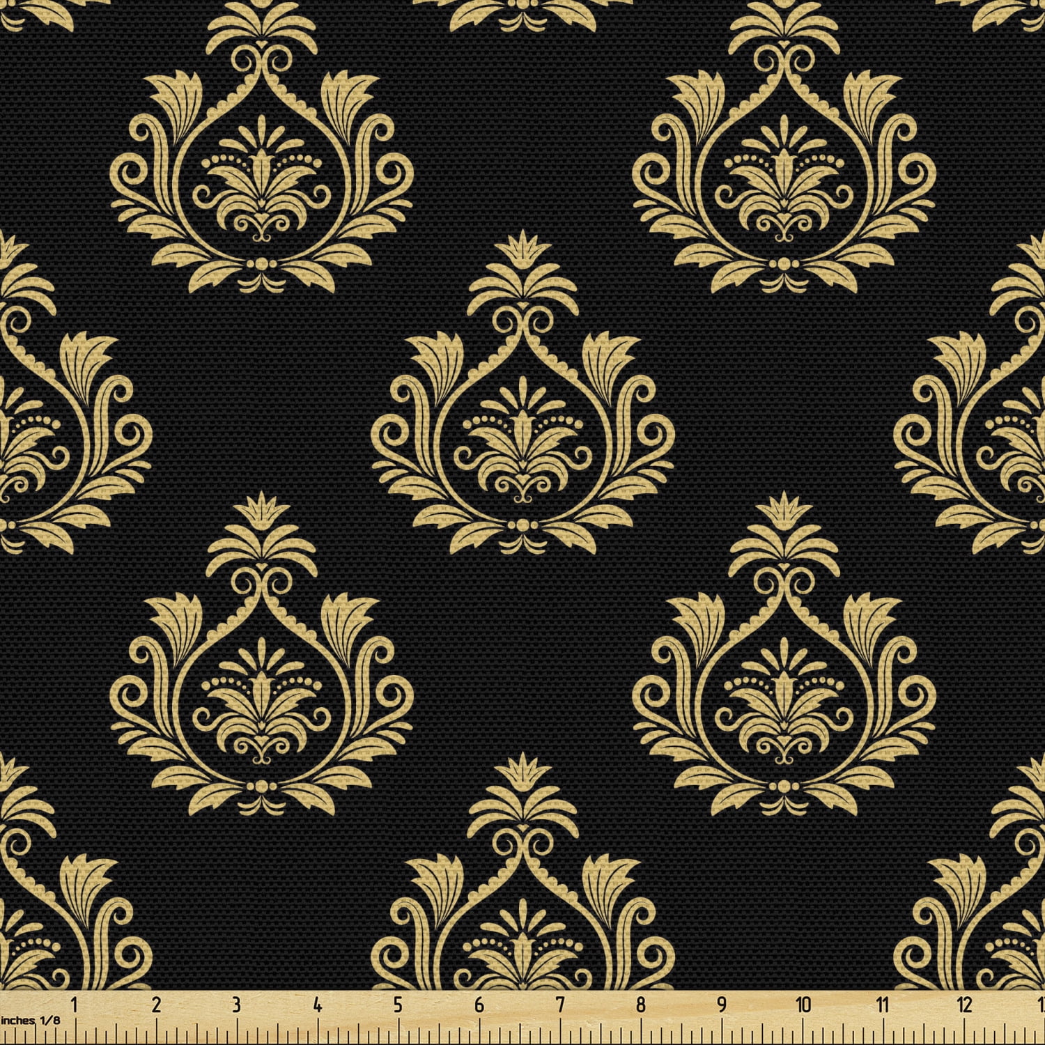 Damask Fabric by the Yard, Victorian Baroque Scrolling Flowers Swirly ...