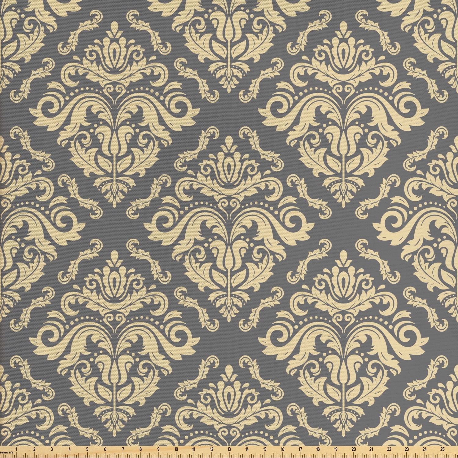 Damask Fabric by the Yard, Vintage Classic Royal Curvy Leaves ...