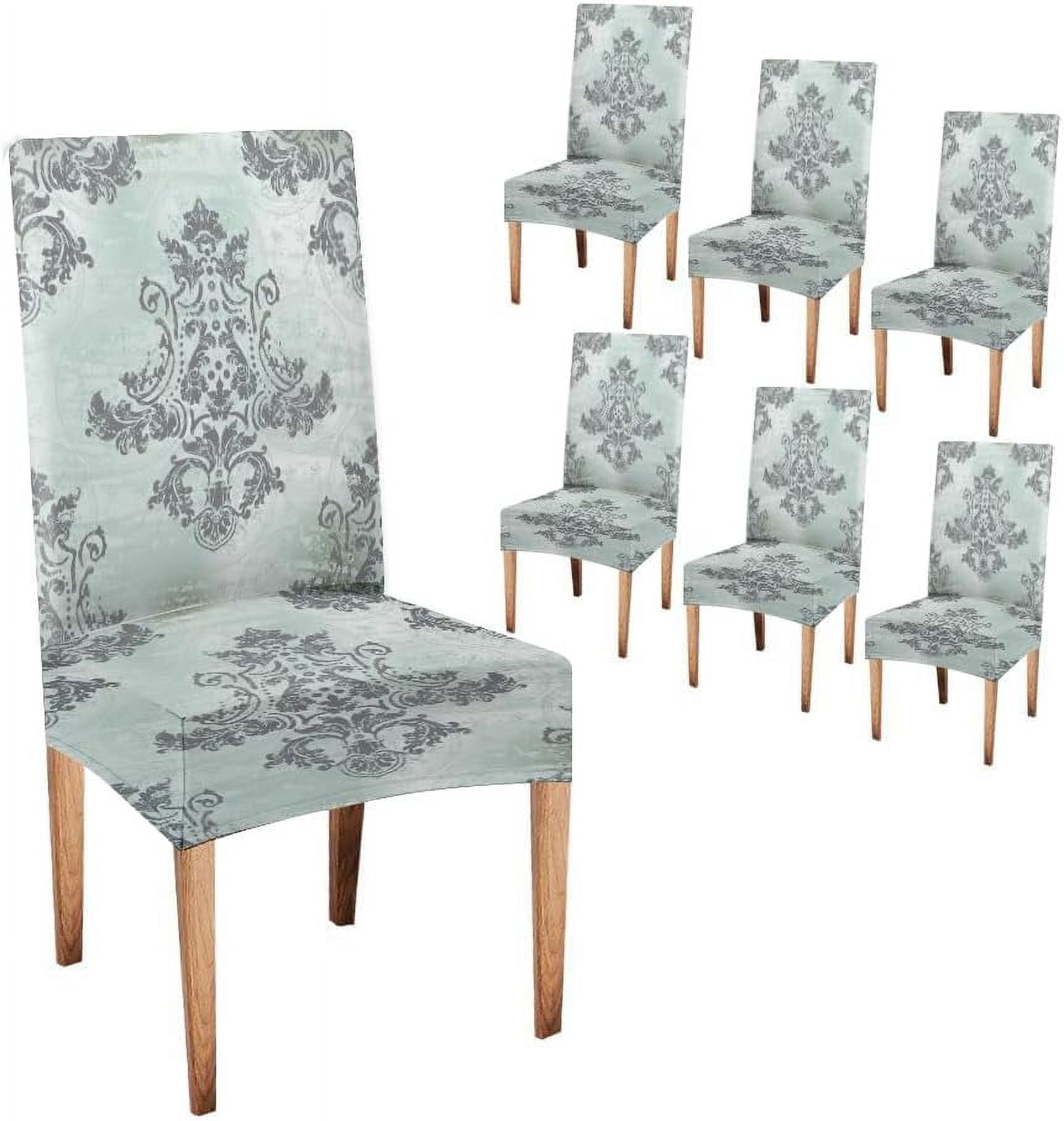 Damask Floral Luxury Chair Cover Baroque Slipcovers for Chairs Set of 6 ...