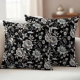 Damask Florals Pillow Covers 2 Pack Retro Flower Gray Ornate Vines Buds ...