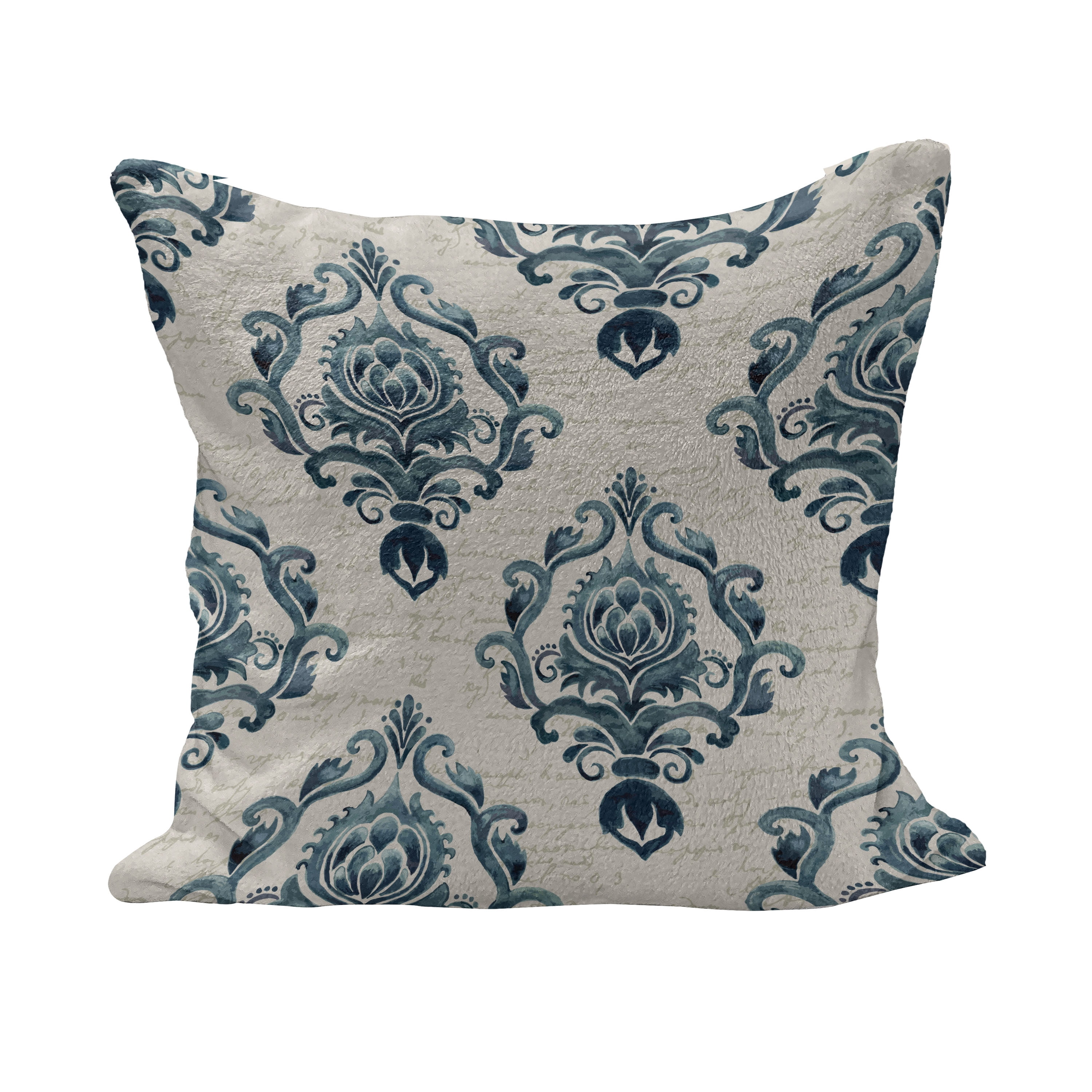 Damask Fluffy Throw Pillow Cushion Cover, Nostalgia Themed Composition ...