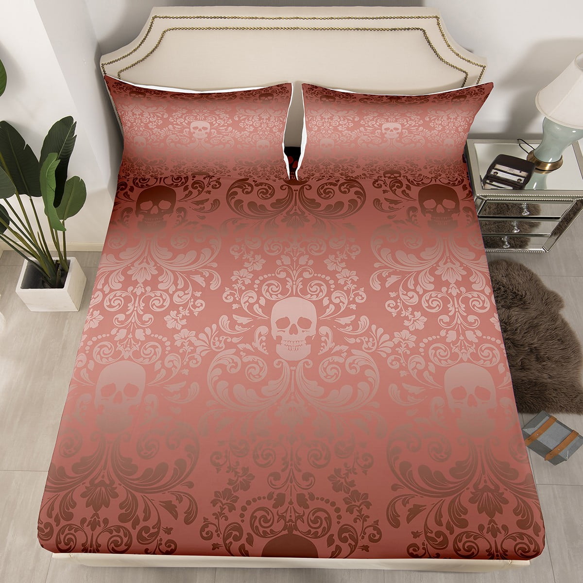 Damask Gothic Bed Sheets Adults Antique Victorian Fitted Sheet Twin ...
