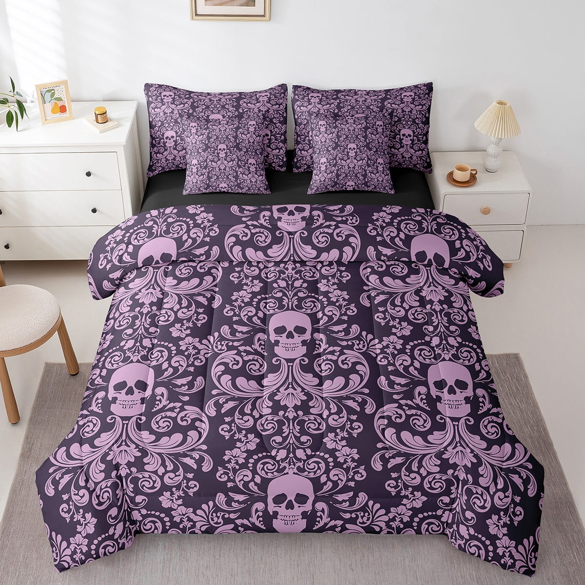 Damask Gothic Bedding Set Adults Antique Victorian 7 Piece Comforter ...