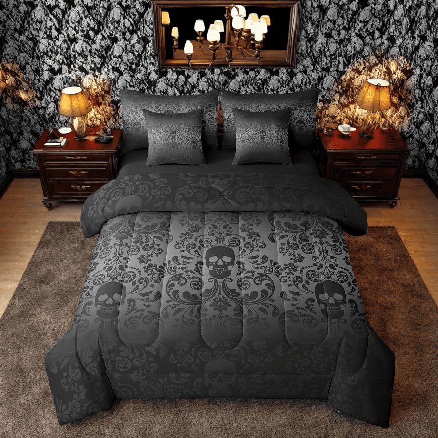 Damask Gothic Bedding Set Adults Antique Victorian Comforter Set 7 ...