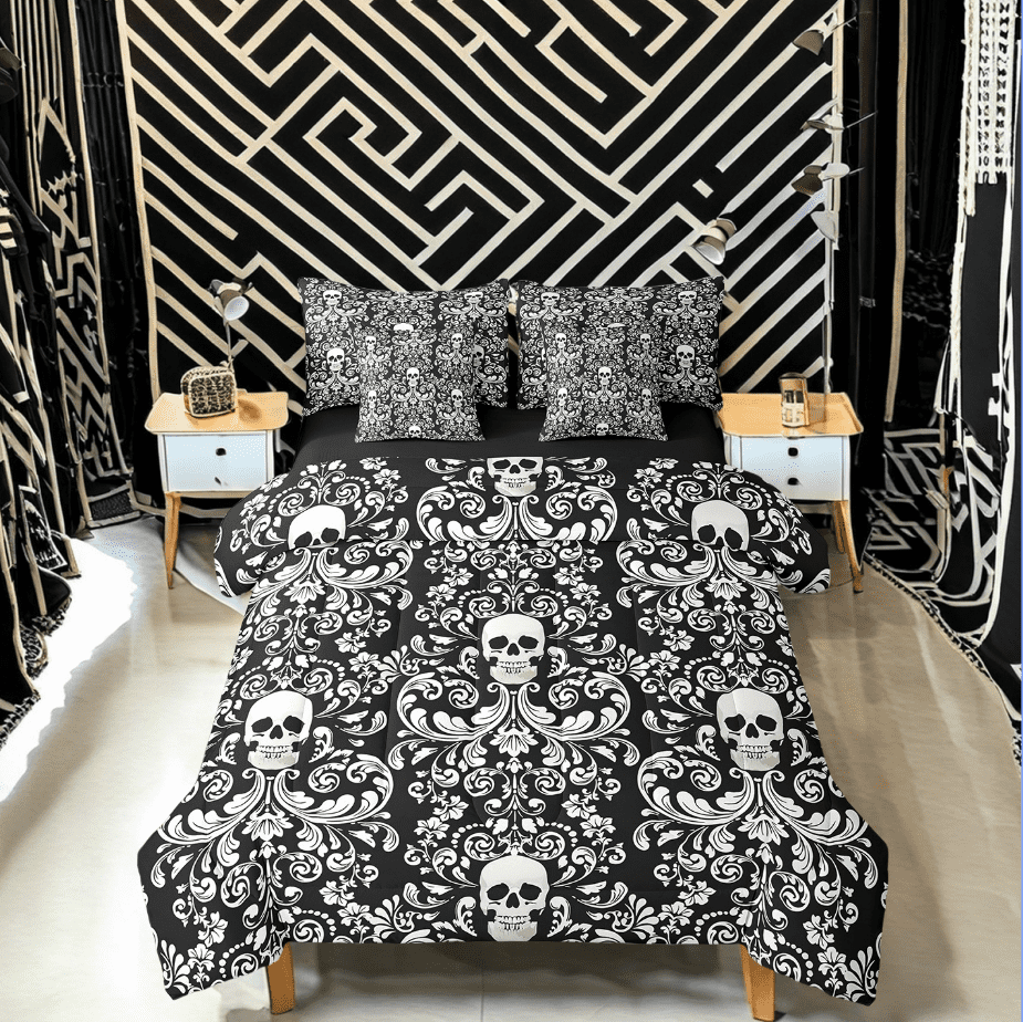 Damask Gothic Bedding Set Adults Antique Victorian Comforter Set 7 ...