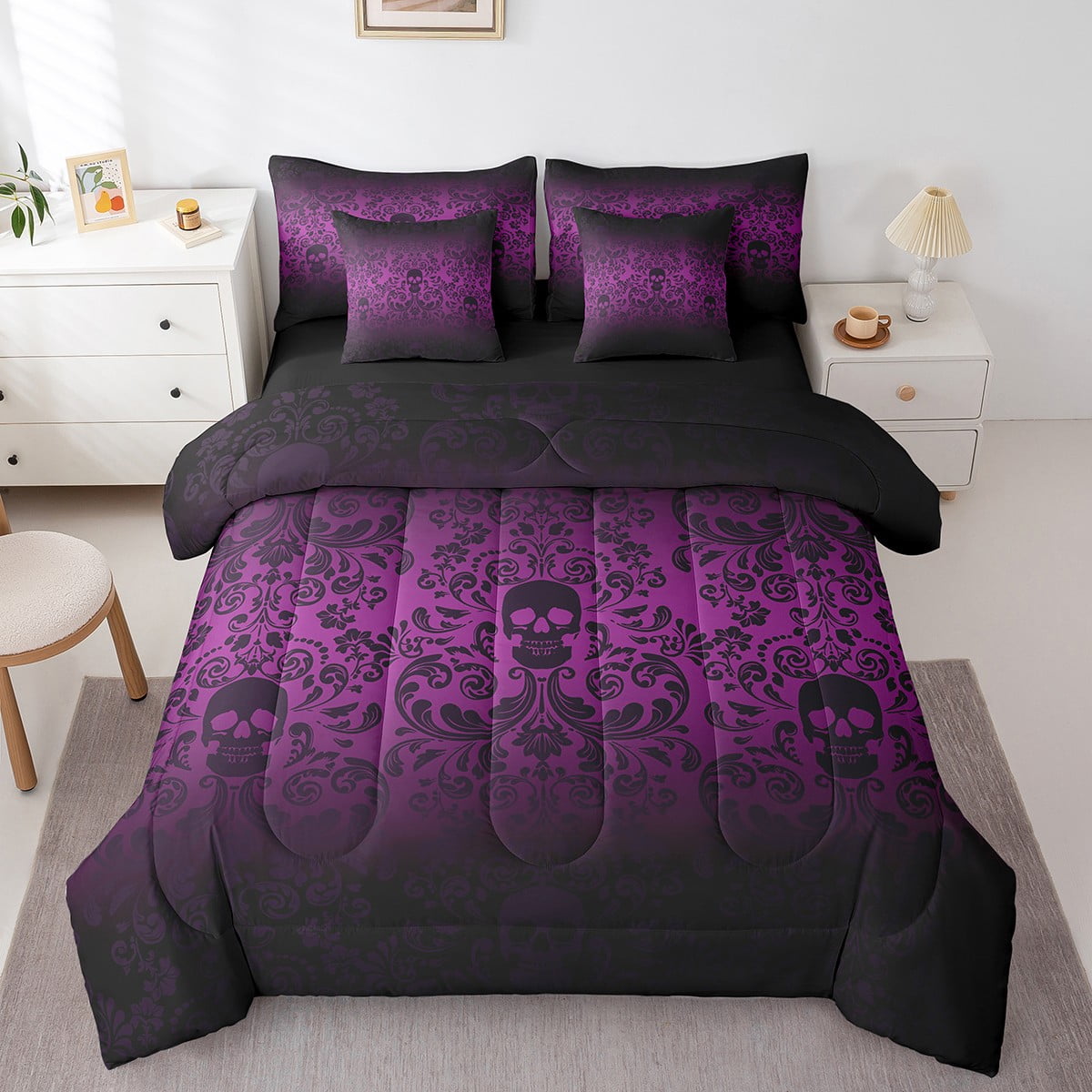 Damask Gothic Bedding Set Adults Antique Victorian Comforter Set 7 ...