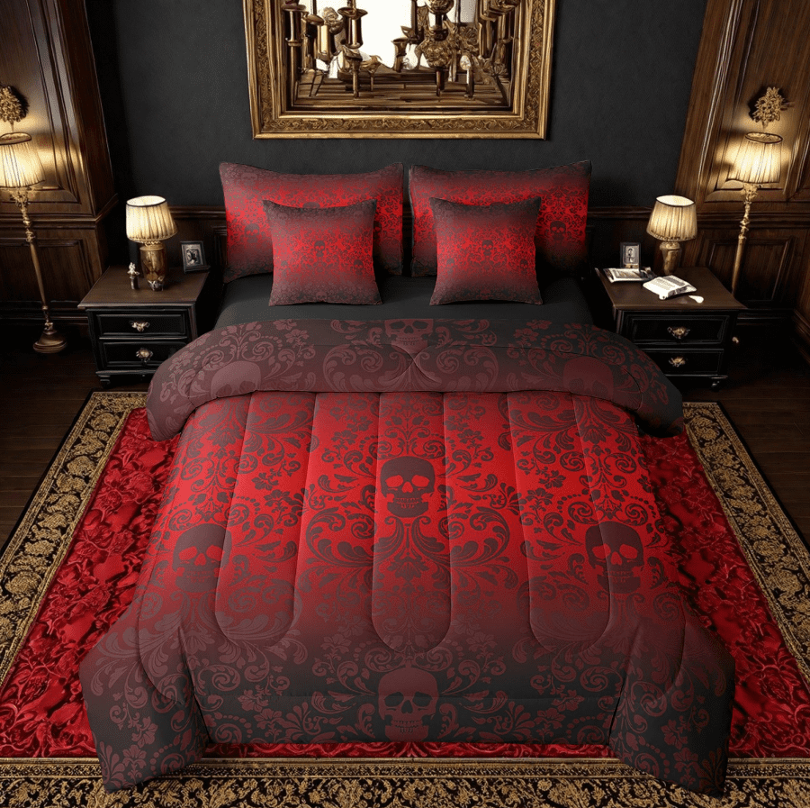 Damask Gothic Bedding Set Adults Antique Victorian Comforter Set 7 ...